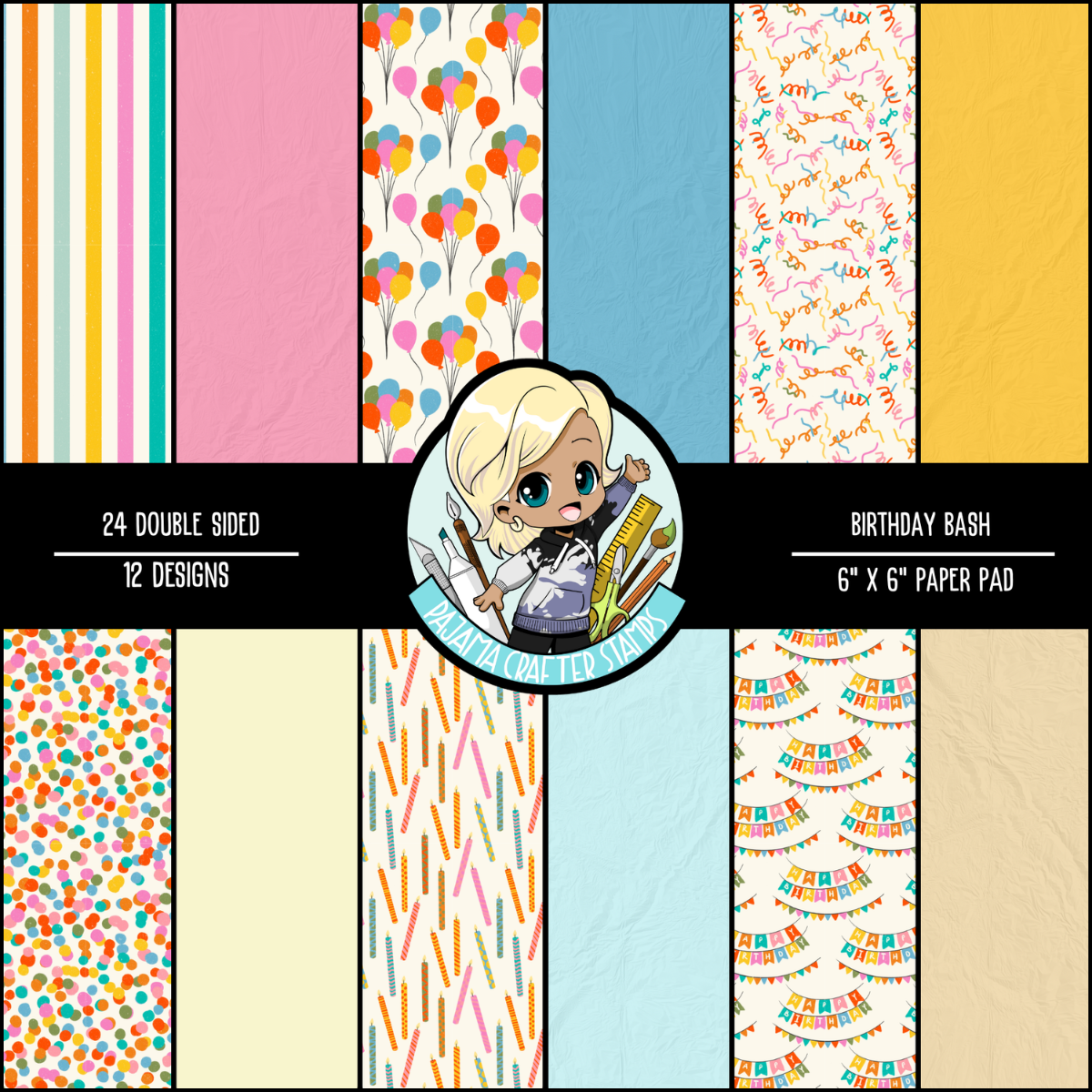 Birthday Bash Paper Pack – Pajama Crafter Stamps