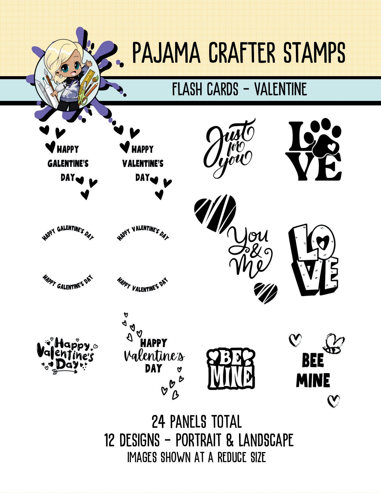 Paper - Flash Cards - Valentine - PCS-034 – Pajama Crafter Stamps