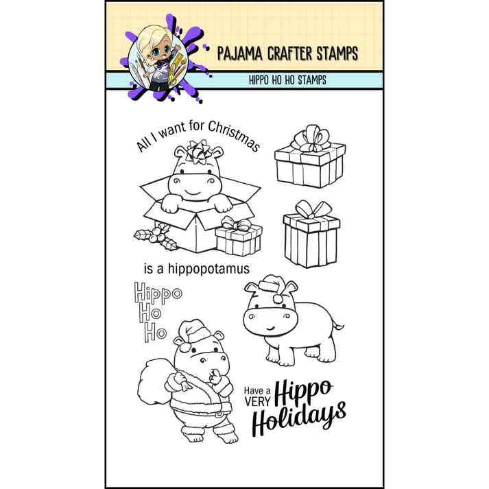 Hippo Ho Ho Stamps – Pajama Crafter Stamps